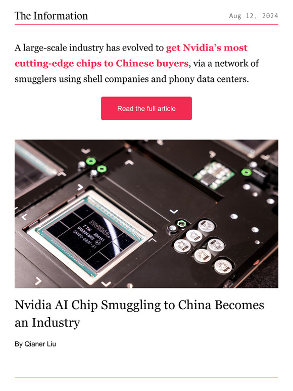 The Information: The Emergence of a Smuggling Industry for Nvidia AI ...