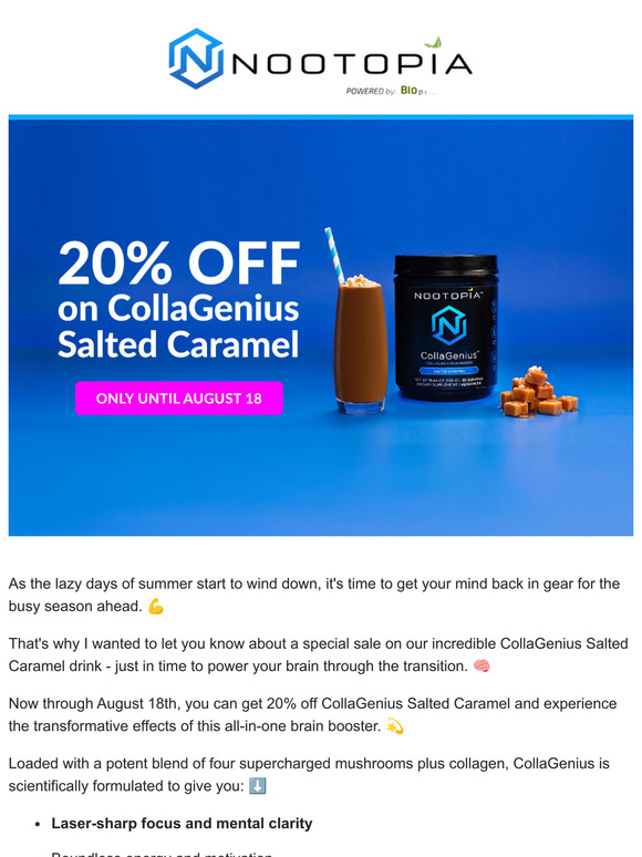 Nootopia: 🎉[20% OFF] End of summer brain boost | Milled