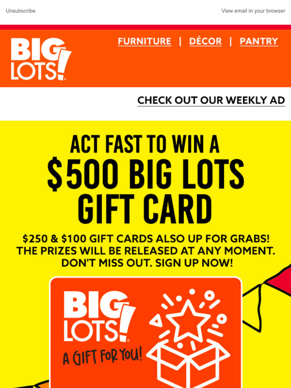 Big Lots: Win a $500 Big Lots Gift Card! | Milled