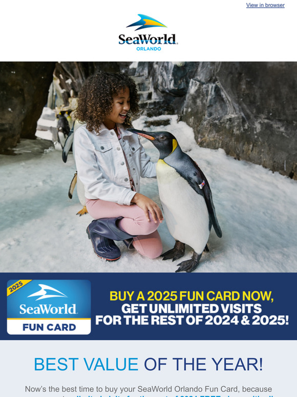 SeaWorld: Buy a 2025 Fun Card now, get unlimited visits for the rest of ...