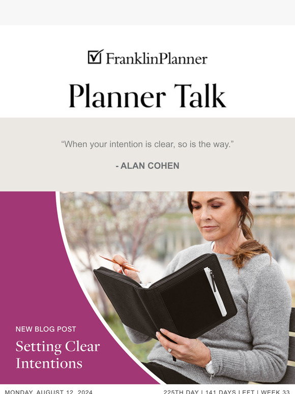 Franklin Planner: The Importance Of Setting Clear Intentions | Milled