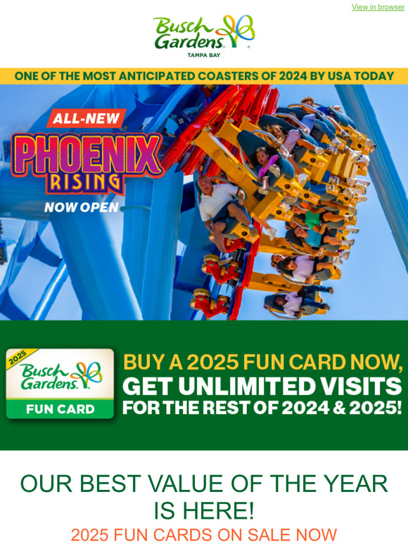 Busch Gardens: 🟠 Buy a 2025 Fun Card Now, Get Unlimited Visits for The ...