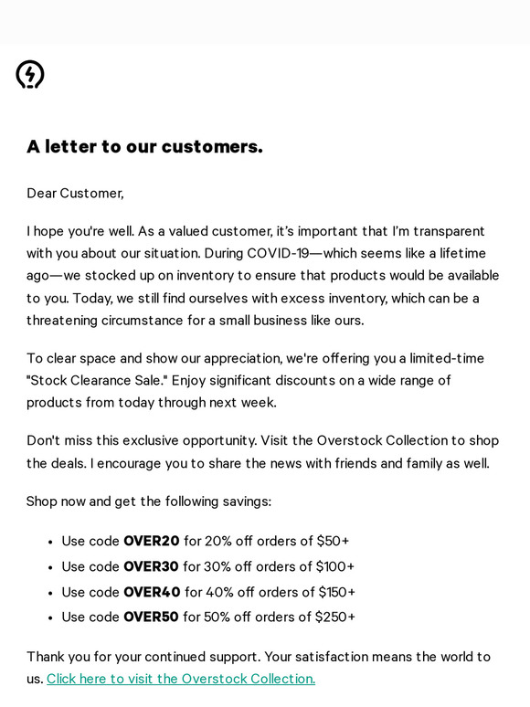 Spark.: An important letter to our customers. | Milled