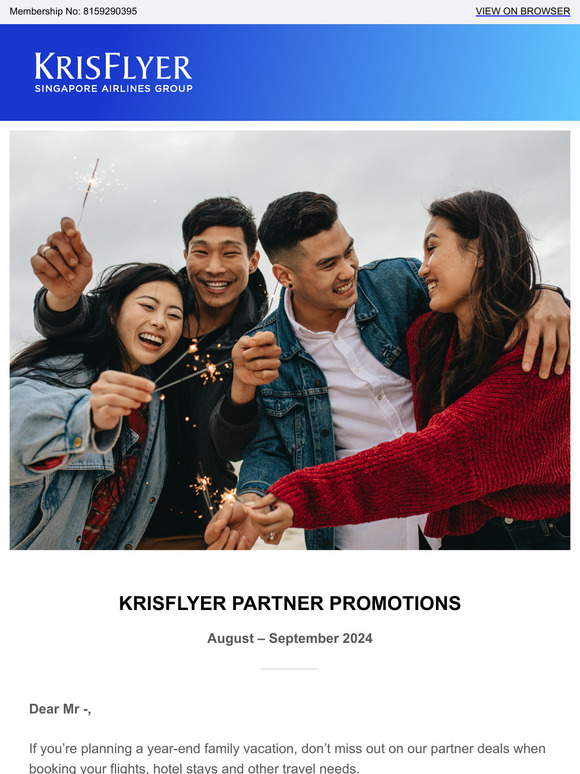 Singapore Airlines: KrisFlyer Partner Promotions August - September ...