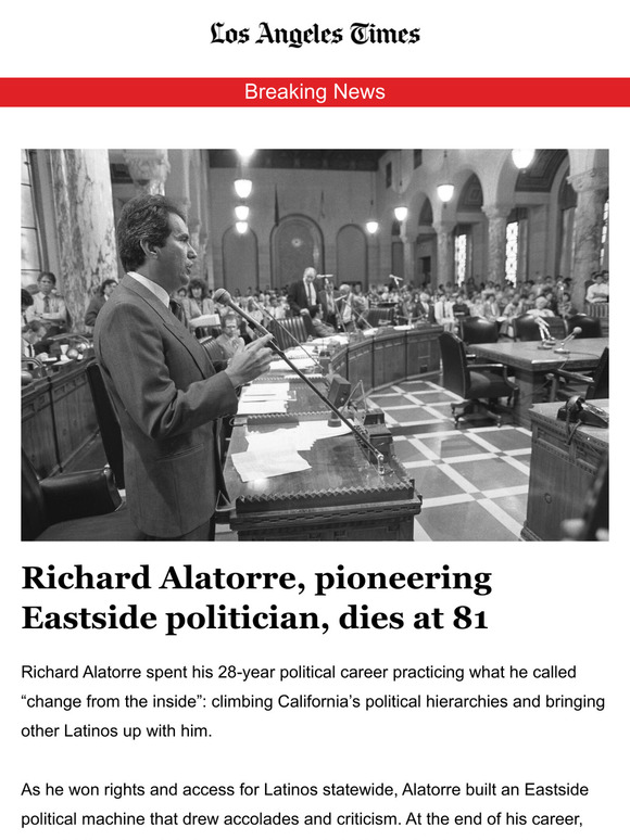 Los Angeles Times: Richard Alatorre, pioneering Eastside politician ...