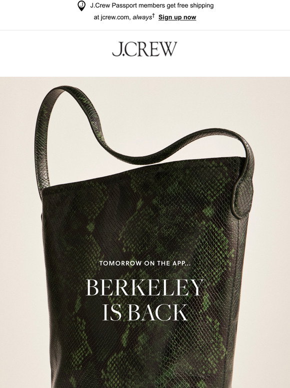J.Crew: Tomorrow: The Berkeley bag is back, only on the app | Milled
