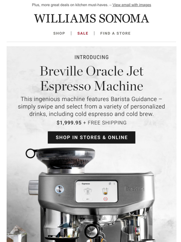 Williams Sonoma: Introducing the Breville Oracle Jet Espresso Machine ...
