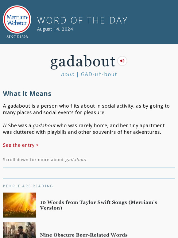 Merriam-Webster: Gadabout - plus, 10 Words from Taylor Swift Songs ...