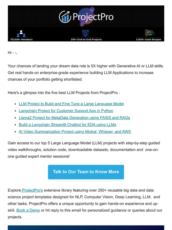 ProjectPro: Get Access to 5 Best LLM Projects Now! | Milled