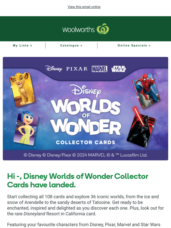 Woolworths: —, Disney Worlds of Wonder Collector Cards are now ...