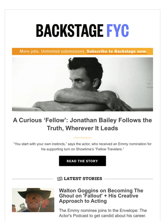 Backstage: Awards Update: Hear From Jonathan Bailey, Walton Goggins ...