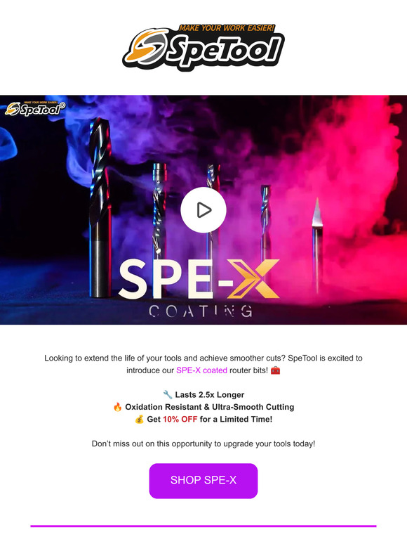 SpeTool: 🎉 Boost Your Tool Life! Get 10% OFF on SPE-X Coated Router ...