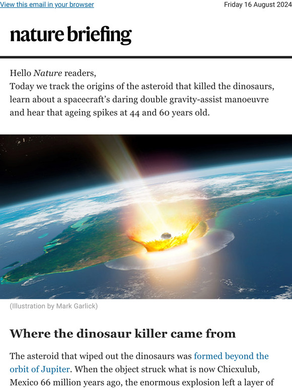 Nature: The asteroid that killed the dinosaurs came from beyond Jupiter | Milled