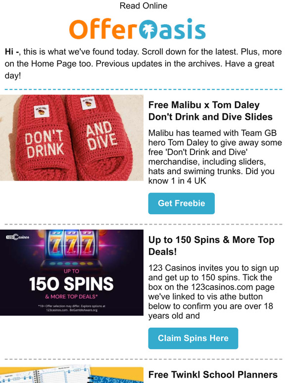 Offer Oasis: Free Malibu x Tom Daley Sliders, Todenham Meat and Food ...