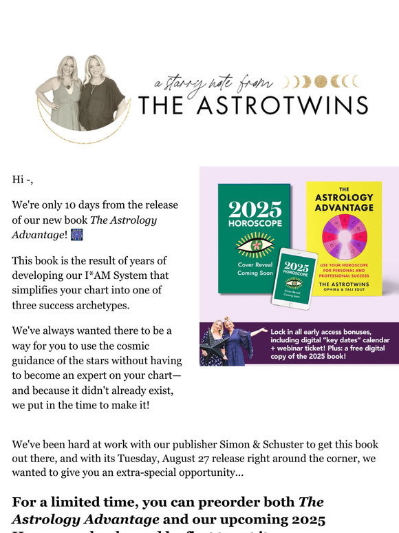 AstroTwins: Be first to get our 2025 book! | Milled