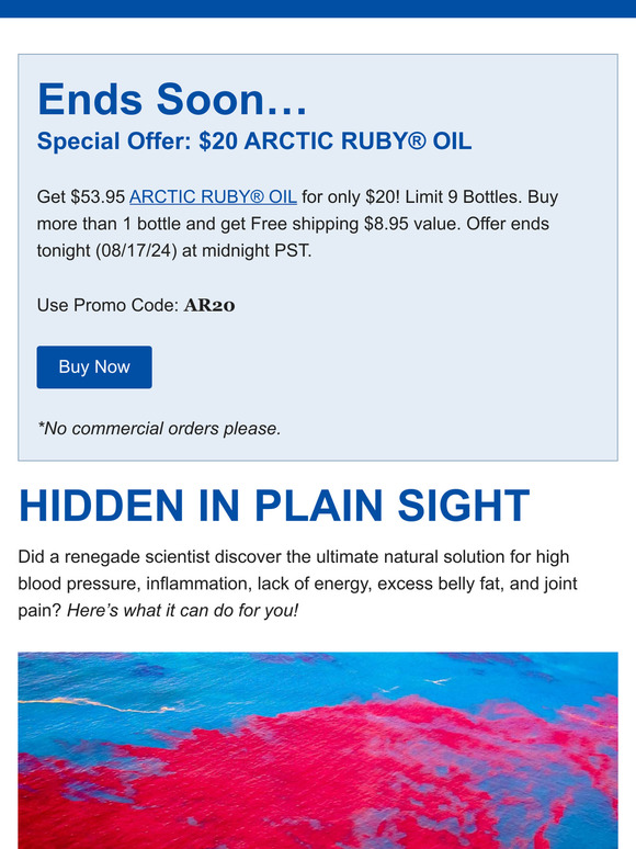 IMMUNOCORP: $20 Arctic Ruby® Oil—Ends Soon | Milled