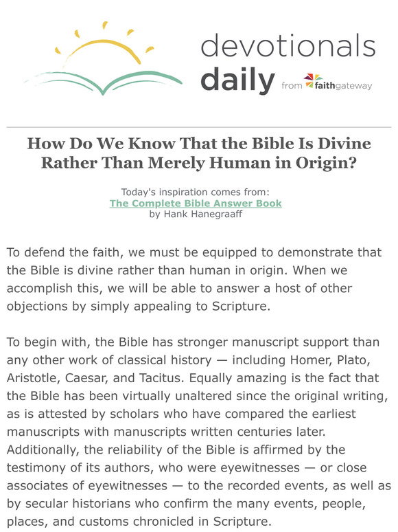 FaithGateway: how do we know the Bible is divine? | Milled