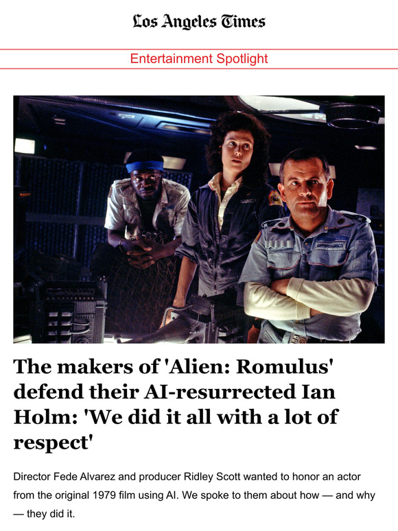 Los Angeles Times: 'Alien: Romulus' filmmakers defend use of AI | Milled