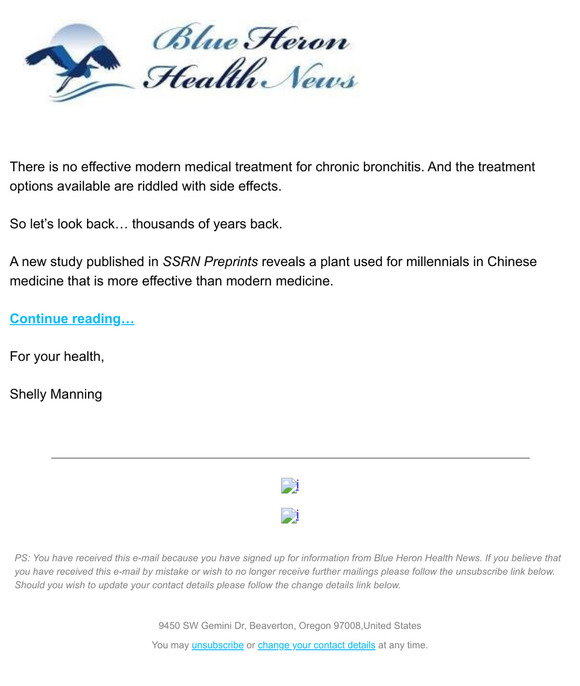 Blue Heron Health News: This plant treats Chronic Bronchitis | Milled