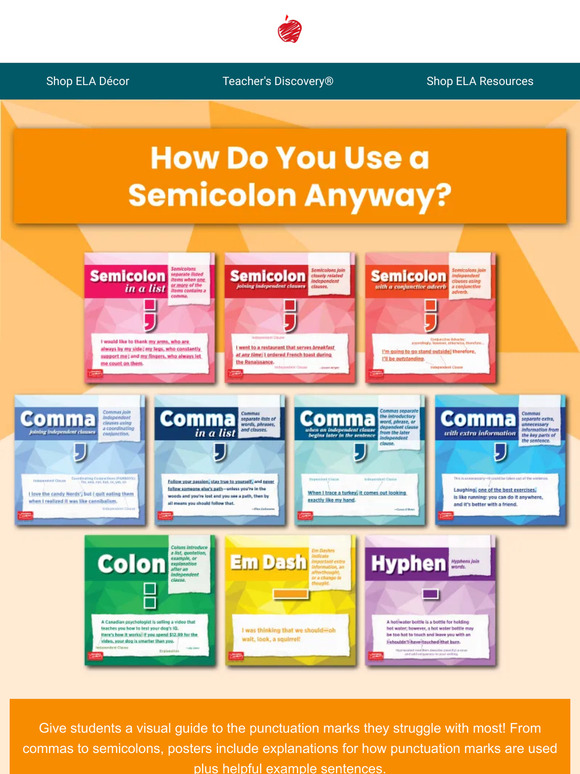 Teacher's Discovery: How Do You Use a Semicolon Anyway? A Visual Guide ...