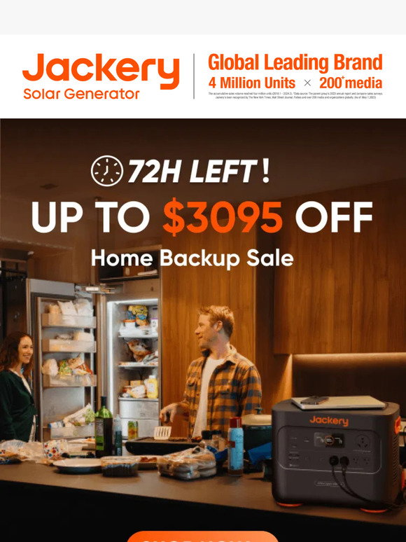 Jackery: 🏡 ⏰ 72 Hours Only! Save up to $3095 | Limited Time Stackable ...