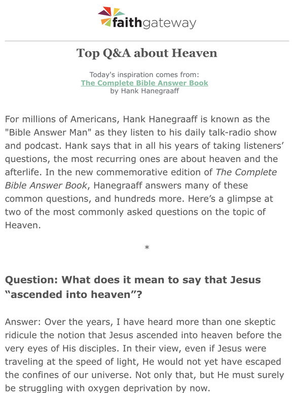 FaithGateway: your top questions about Heaven answered | Milled
