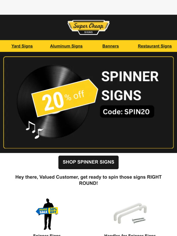 Super Cheap Signs: 📽️👋 20% Spinner Signs! Get the Code -> | Milled