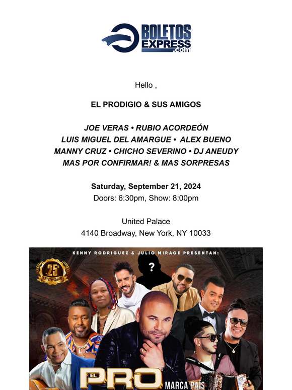 BOLETOS EXPRESS (US): El Prodigio & Sus Amigos! El Rubio Del Acordeon ...