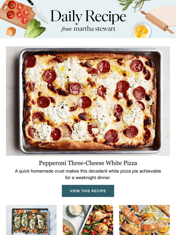 Martha Stewart: Pepperoni Three-Cheese White Pizza | Milled
