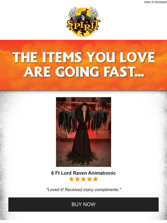 Spirit Halloween: 6 Ft Lord Raven Animatronic is waiting for you. | Milled