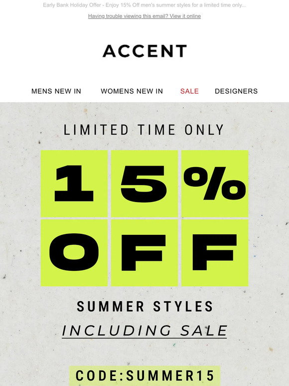 Accent Clothing: 15% Off Summer Styles Including Sale | Milled