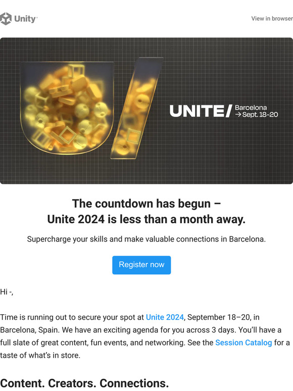 Unity: Unite 2024 is less than a month away - join us! | Milled
