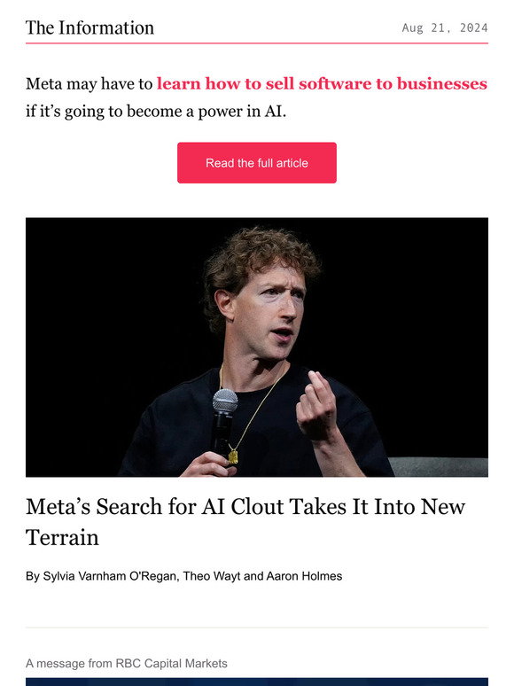 The Information: Meta’s Search for AI Clout Takes It Into New Terrain ...