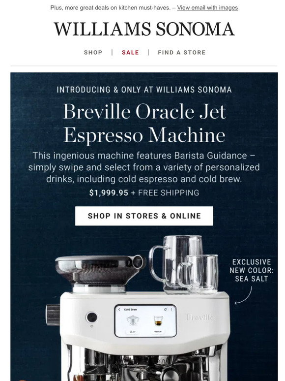 Williams Sonoma: Breville Oracle Jet: A NEW exclusive color just landed ...