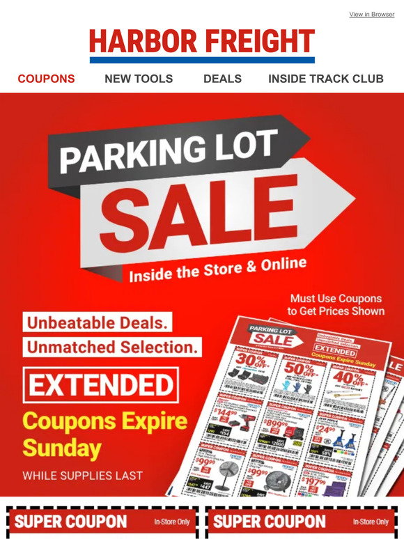 Harbor Freight: HUGE PARKING LOT SALE EXTENDED! | Milled