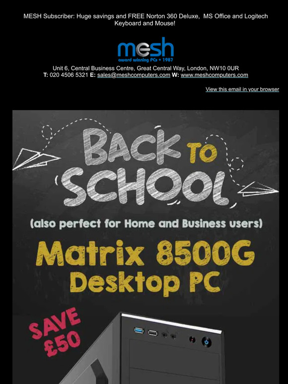 Mesh Computers: Matrix 8500G - Desktop PC Back to School Deal | Milled