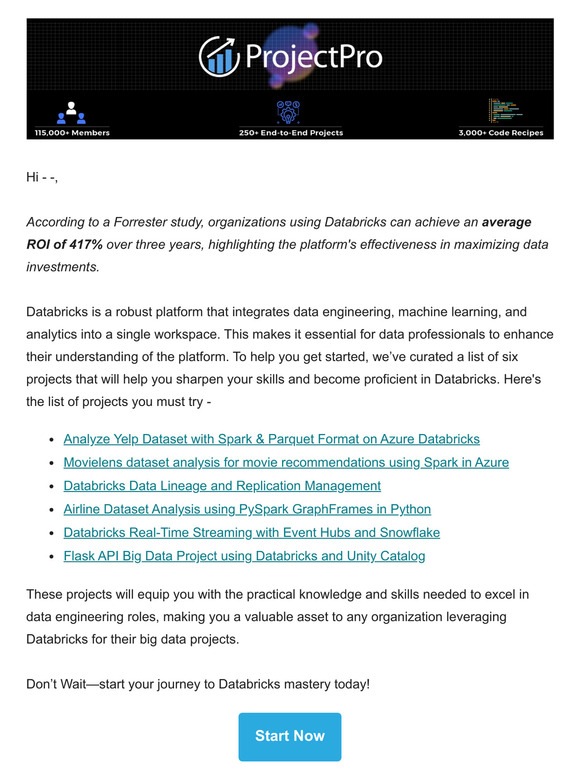 ProjectPro: 6 Must-Try Databricks Projects to become a Pro! | Milled