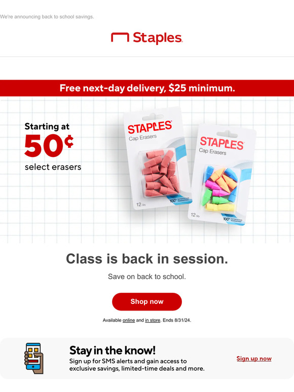 Staples: 50¢ erasers just dropped! 😍 | Milled