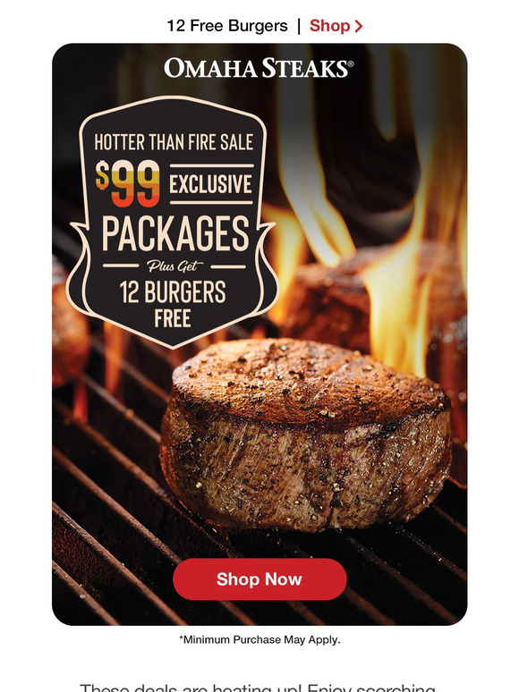 Omaha Steaks: EXCLUSIVE: $99 package with 12 FREE burgers. | Milled