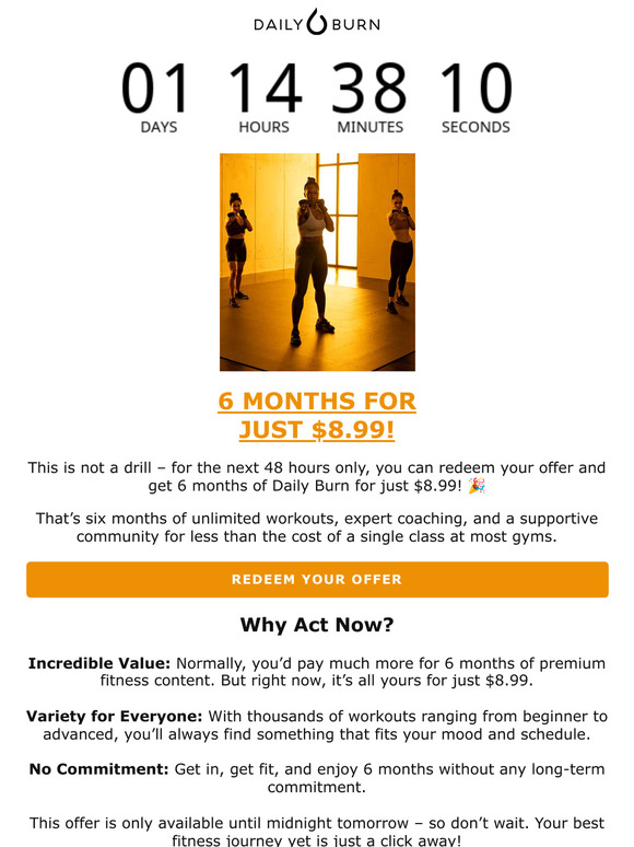 DailyBurn: 🚨 48 Hours Only: Get 6 Months of Daily Burn for Just $8.99 ...