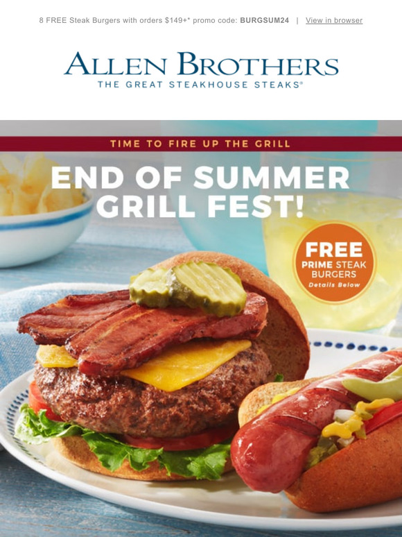 Allen Brothers: Get Ready! Steak Burgers, Dogs & Ribs for the Long ...
