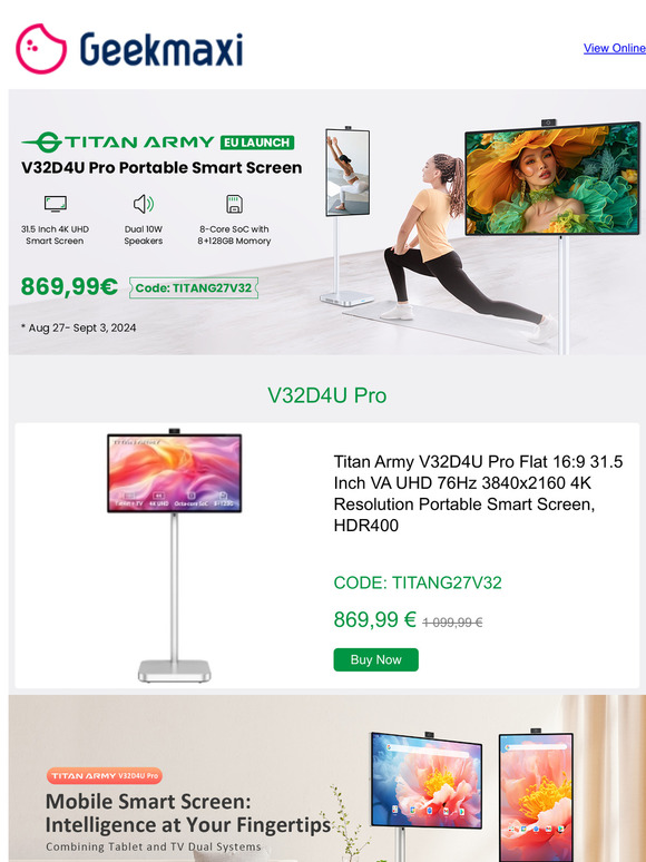 Geekmaxi: 🚀 Unveil the TITAN ARMY V32D4U Pro Portable Smart Screen! 🔥 ...