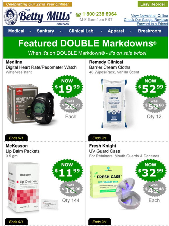Betty Mills: Medline Heart Rate Watch, Champion Germicidal Spray, Tork ...