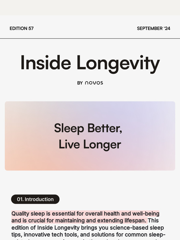 NOVOS Labs: Inside Longevity: Guide to Sleep and Longevity | Milled