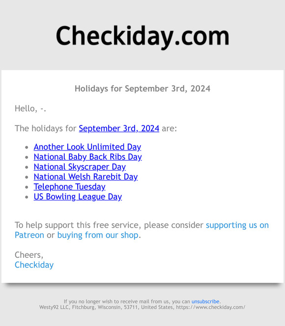 Checkiday: Holidays for September 3rd, 2024! 📅🎉 | Milled