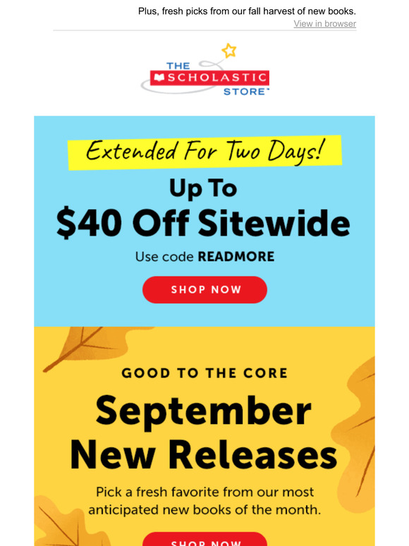 The Scholastic Store Online: EXTENDED! Two More Days for Up to $40 OFF ...
