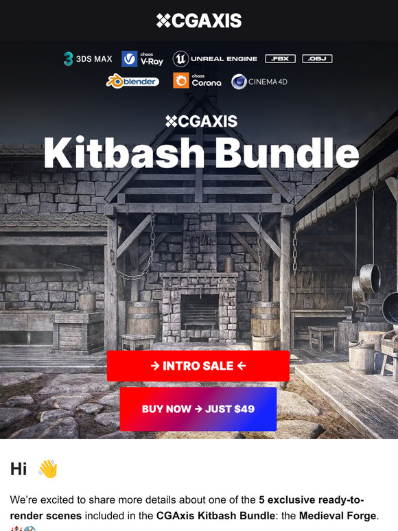 CGAXIS: 🔥 Explore the Medieval Forge – Exclusive Scene in the Kitbash Bundle! | Milled