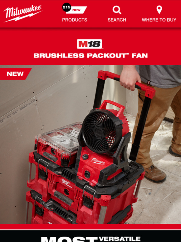 Milwaukee Tool: NEW! M18™ Brushless PACKOUT™ Fan | Milled