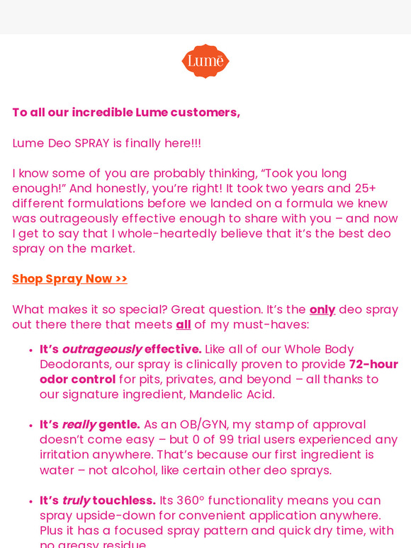 Lume Deodorant: A letter from Dr. Shannon Klingman, CEO | Milled