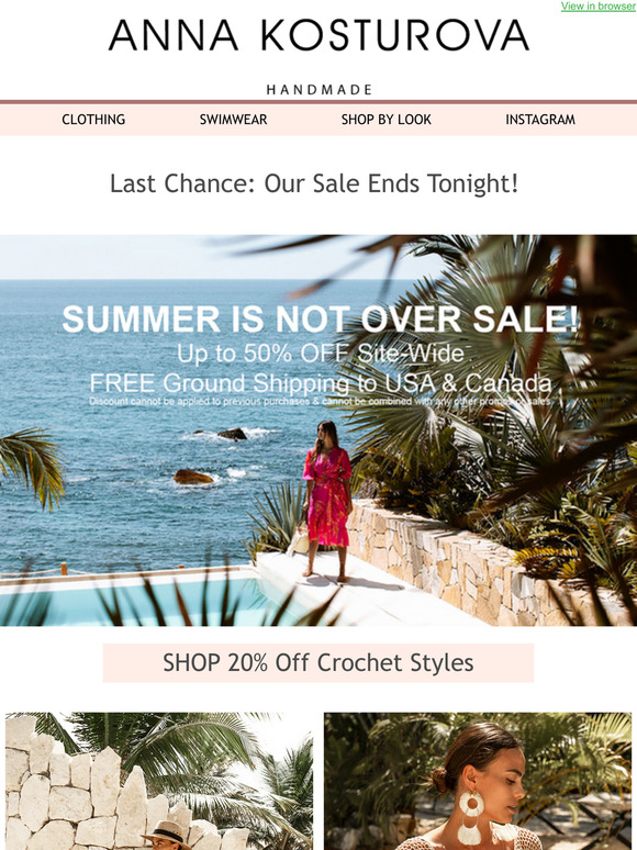 Anna Kosturova: Our Summer Is Not Over SALE Ends Tonight! | Milled